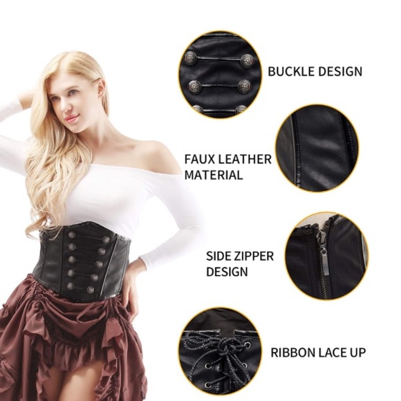 Intimates & Sleepwear | Faux Leather Rivet Steampunk Retro Boned Wide ...